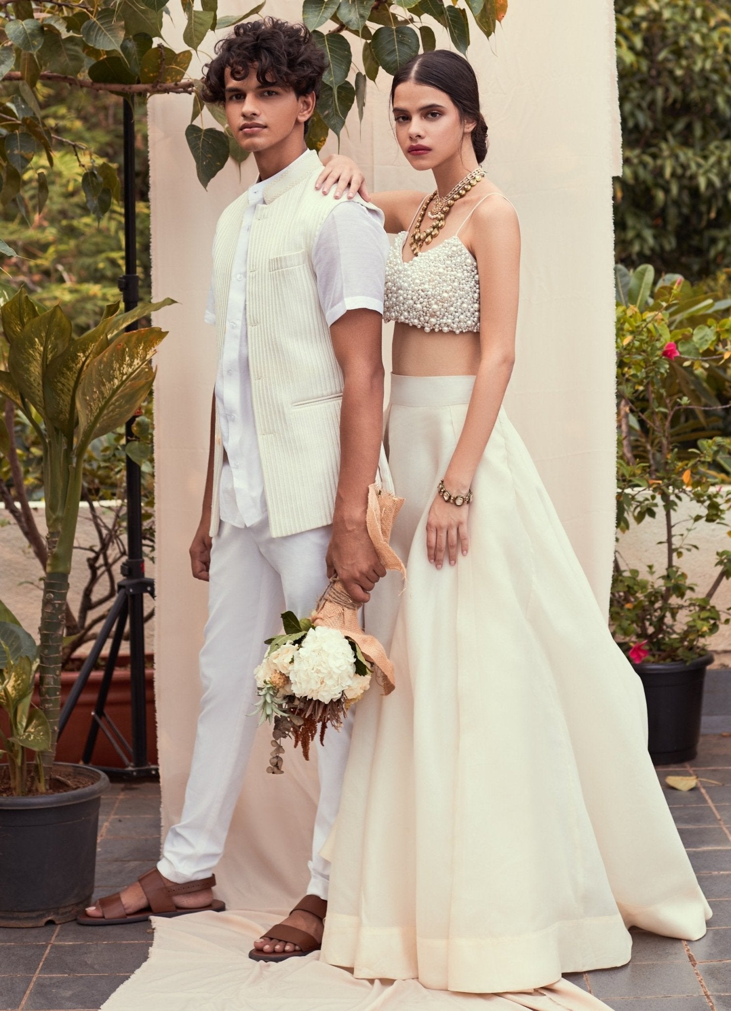 Aurora Pearl Bridal Lehenga Set - Duara- Fabilicious Fashion