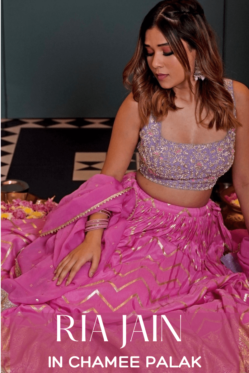 Ria Jain Stuns in Chamee & Palak’s Pink Lehenga: The Perfect Mehendi Look – Fabilicious Fashion