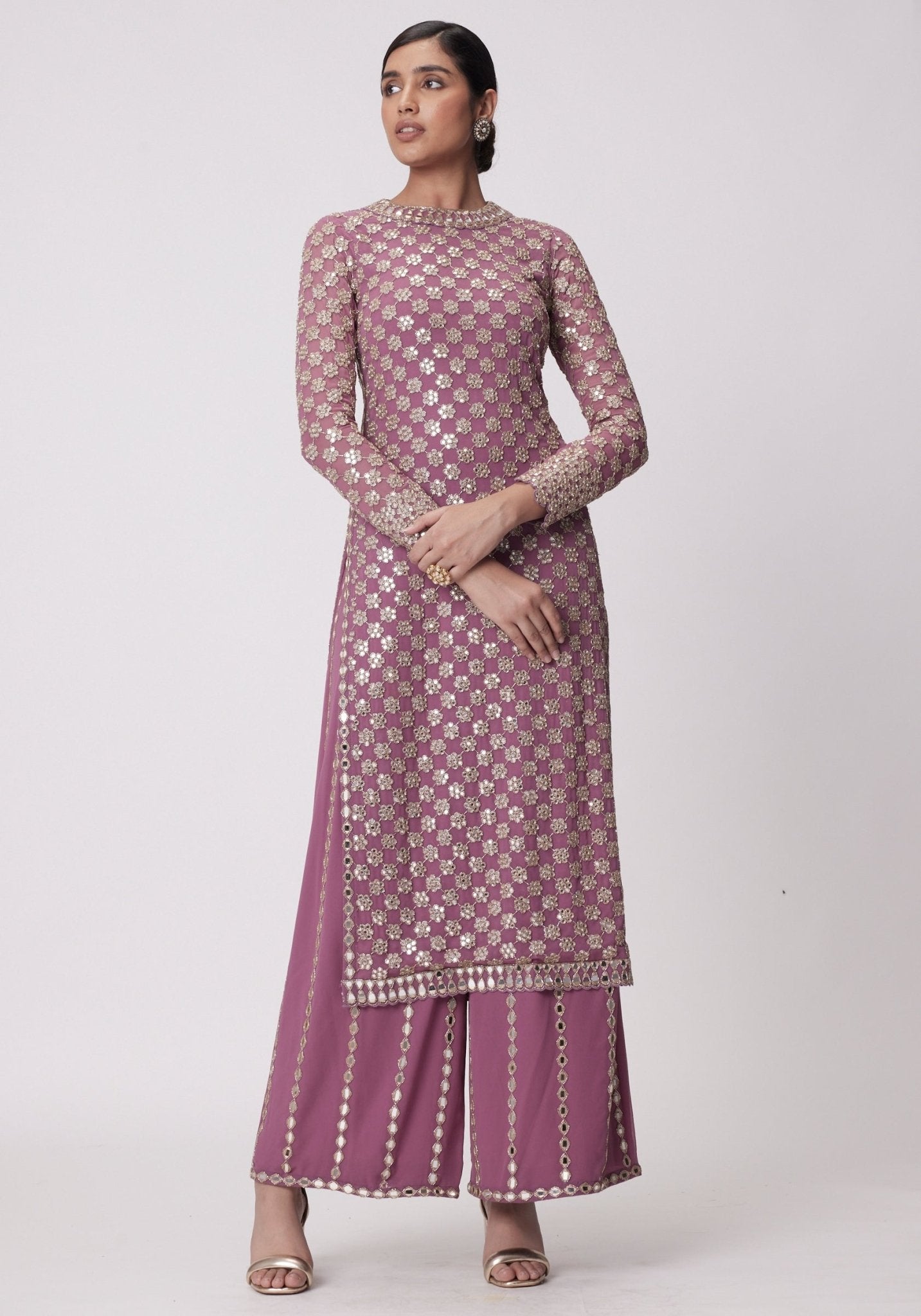 Lilac Embroidered Kurta - Vvani by Vani Vats- Fabilicious Fashion