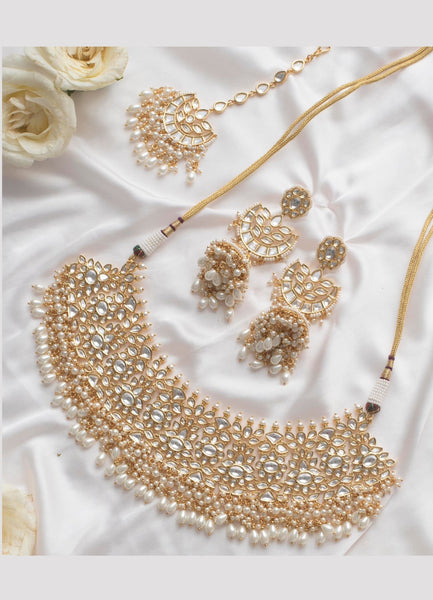 Kundan pearl necklace set store
