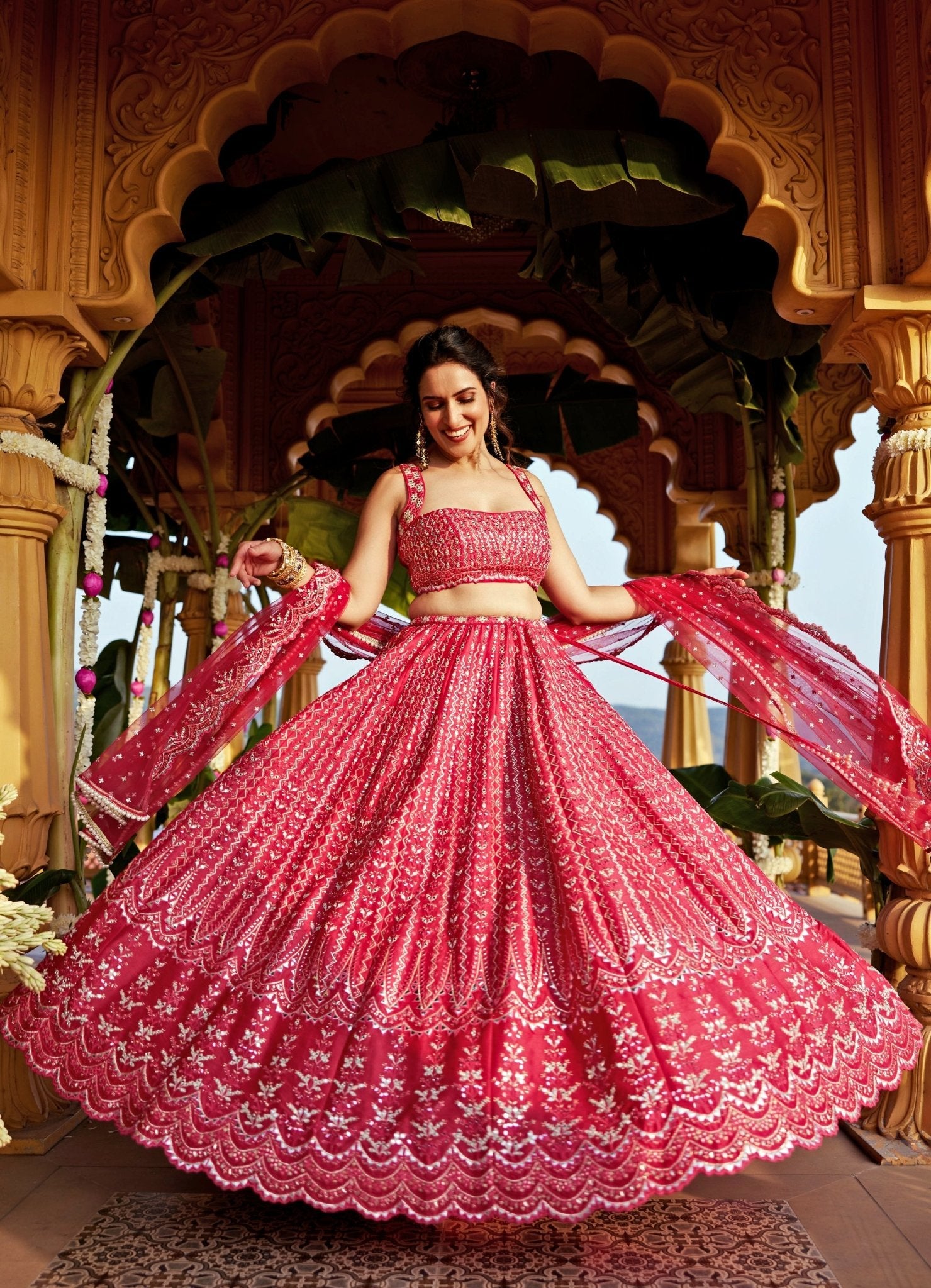 Rani Pink Silk Lehenga Set - Chamee and Palak- Fabilicious Fashion