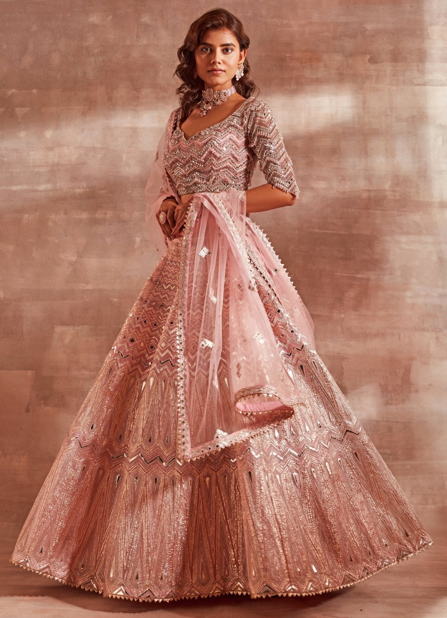 Stardust Icy Pink Bridal Lehenga Set - Studio Iris- Fabilicious Fashion